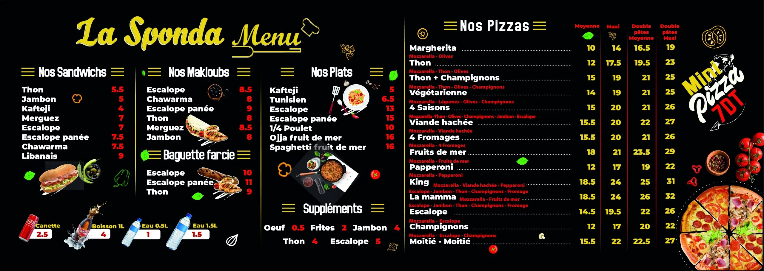 Menus de Restauration en Tunisie | Design et Impression Professionnelle